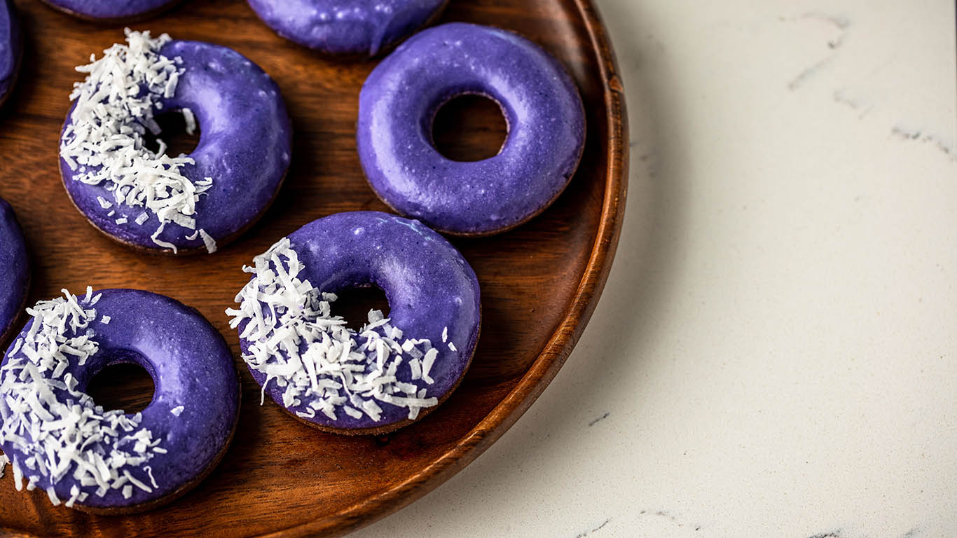 Ube Donuts With Coconut Glaze – Cooking Panda