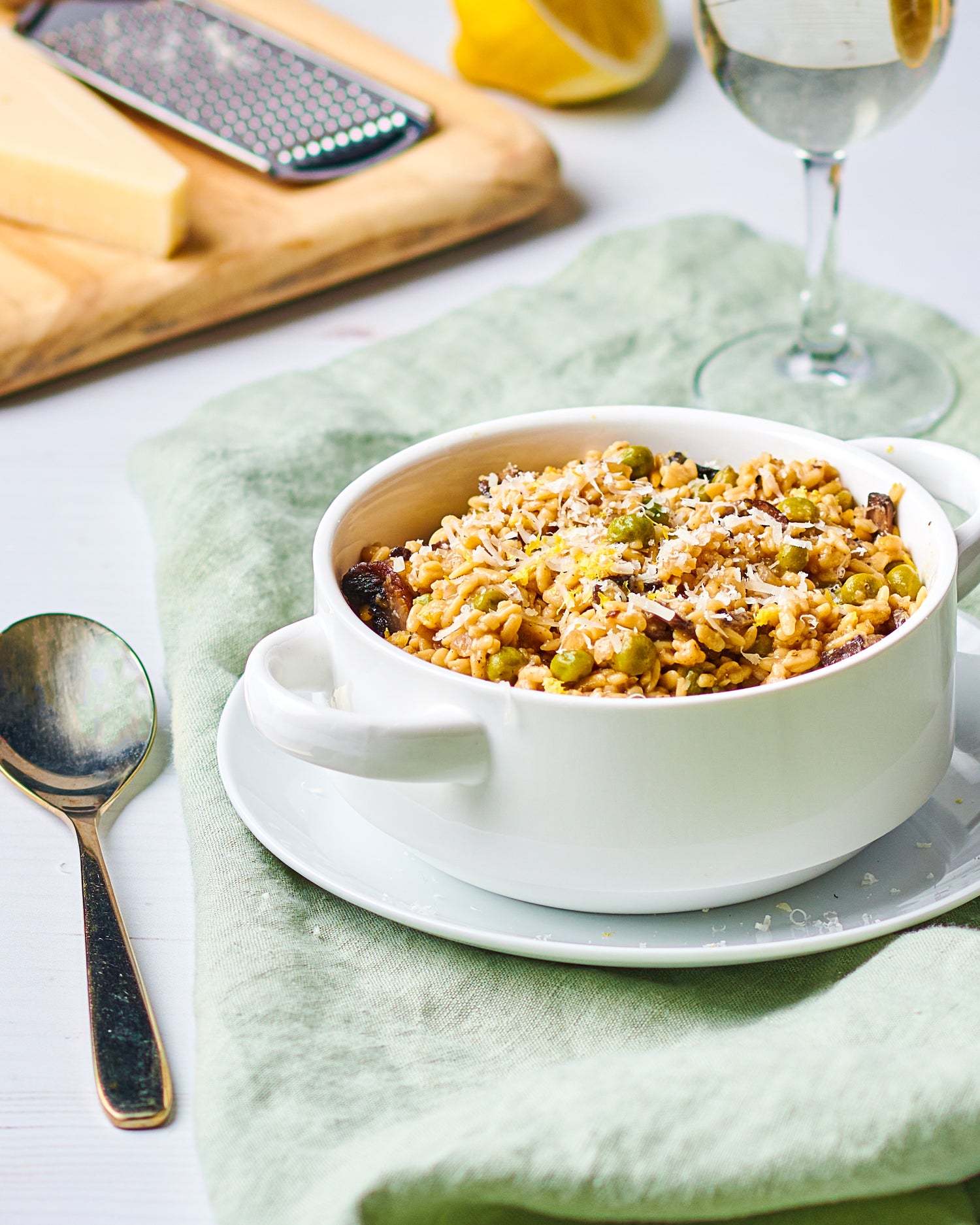 Creamy Spring Pea and Mushroom Risotto – Cooking Panda